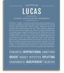 Lucas Personalized Name Meaning Art Prints – Name Stories