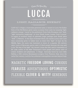 Lucca Personalized Name Meaning Art Prints – Name Stories