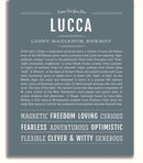 Lucca Personalized Name Meaning Art Prints – Name Stories