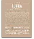 Lucca Personalized Name Meaning Art Prints – Name Stories