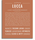 Lucca Personalized Name Meaning Art Prints – Name Stories