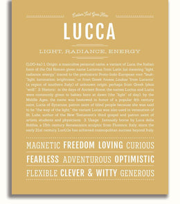 Lucca Personalized Name Meaning Art Prints – Name Stories