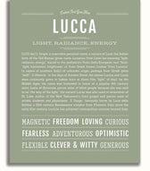 Lucca Personalized Name Meaning Art Prints – Name Stories