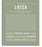 Lucca Personalized Name Meaning Art Prints – Name Stories