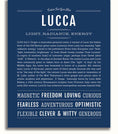Lucca Personalized Name Meaning Art Prints – Name Stories