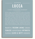 Lucca Personalized Name Meaning Art Prints – Name Stories