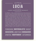 Lucia Personalized Name Meaning Art Prints – Name Stories