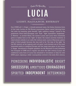 Lucia Personalized Name Meaning Art Prints – Name Stories
