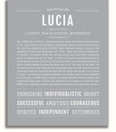 Lucia Personalized Name Meaning Art Prints – Name Stories