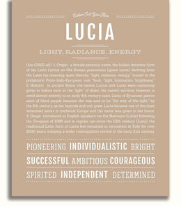 Lucia Personalized Name Meaning Art Prints – Name Stories