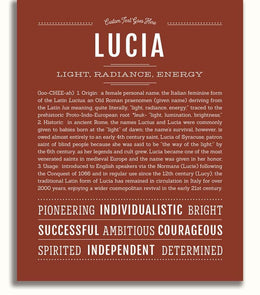 Lucia Personalized Name Meaning Art Prints – Name Stories