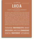 Lucia Personalized Name Meaning Art Prints – Name Stories