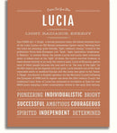 Lucia Personalized Name Meaning Art Prints – Name Stories