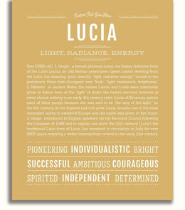 Lucia Personalized Name Meaning Art Prints – Name Stories