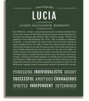 Lucia Personalized Name Meaning Art Prints – Name Stories