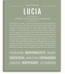 Lucia Personalized Name Meaning Art Prints – Name Stories