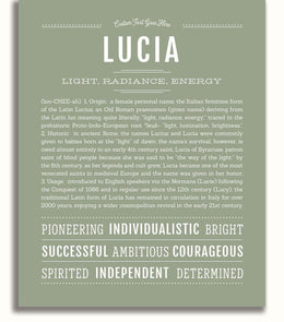 Lucia Personalized Name Meaning Art Prints – Name Stories