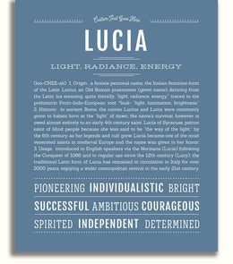 Lucia Personalized Name Meaning Art Prints – Name Stories