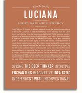 Luciana Personalized Name Meaning Art Prints – Name Stories