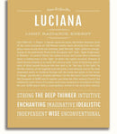 Luciana Personalized Name Meaning Art Prints – Name Stories
