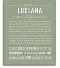 Luciana Personalized Name Meaning Art Prints – Name Stories