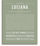 Luciana Personalized Name Meaning Art Prints – Name Stories