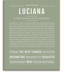 Luciana Personalized Name Meaning Art Prints – Name Stories