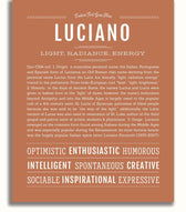 Luciano Personalized Name Meaning Art Prints – Name Stories