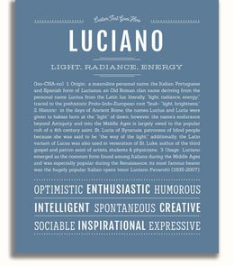 Luciano Personalized Name Meaning Art Prints – Name Stories