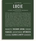 Lucie Personalized Name Meaning Art Prints – Name Stories