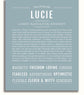 Lucie Personalized Name Meaning Art Prints – Name Stories