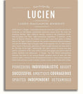 Lucien Personalized Name Meaning Art Prints – Name Stories