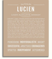 Lucien Personalized Name Meaning Art Prints – Name Stories
