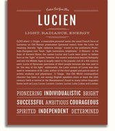 Lucien Personalized Name Meaning Art Prints – Name Stories