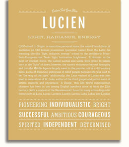 Lucien Personalized Name Meaning Art Prints – Name Stories