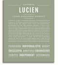 Lucien Personalized Name Meaning Art Prints – Name Stories