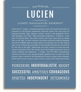 Lucien Personalized Name Meaning Art Prints – Name Stories