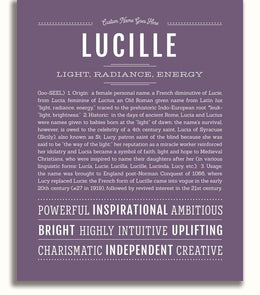 Lucille Personalized Name Meaning Art Prints – Name Stories