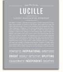 Lucille Personalized Name Meaning Art Prints – Name Stories