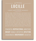 Lucille Personalized Name Meaning Art Prints – Name Stories