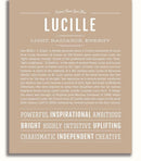 Lucille Personalized Name Meaning Art Prints – Name Stories