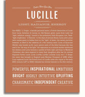 Lucille Personalized Name Meaning Art Prints – Name Stories