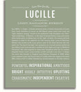 Lucille Personalized Name Meaning Art Prints – Name Stories