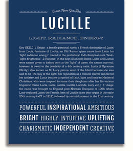 Lucille Personalized Name Meaning Art Prints – Name Stories