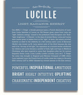 Lucille Personalized Name Meaning Art Prints – Name Stories