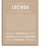 Lucinda Personalized Name Meaning Art Prints – Name Stories