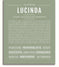 Lucinda Personalized Name Meaning Art Prints – Name Stories