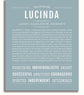 Lucinda Personalized Name Meaning Art Prints – Name Stories