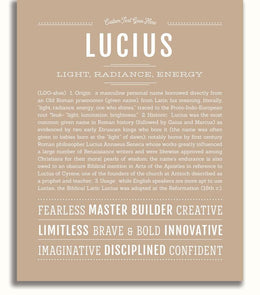 Lucius Personalized Name Meaning Art Prints – Name Stories