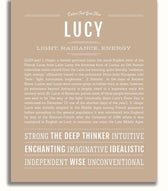 Lucy Personalized Name Meaning Art Prints – Name Stories
